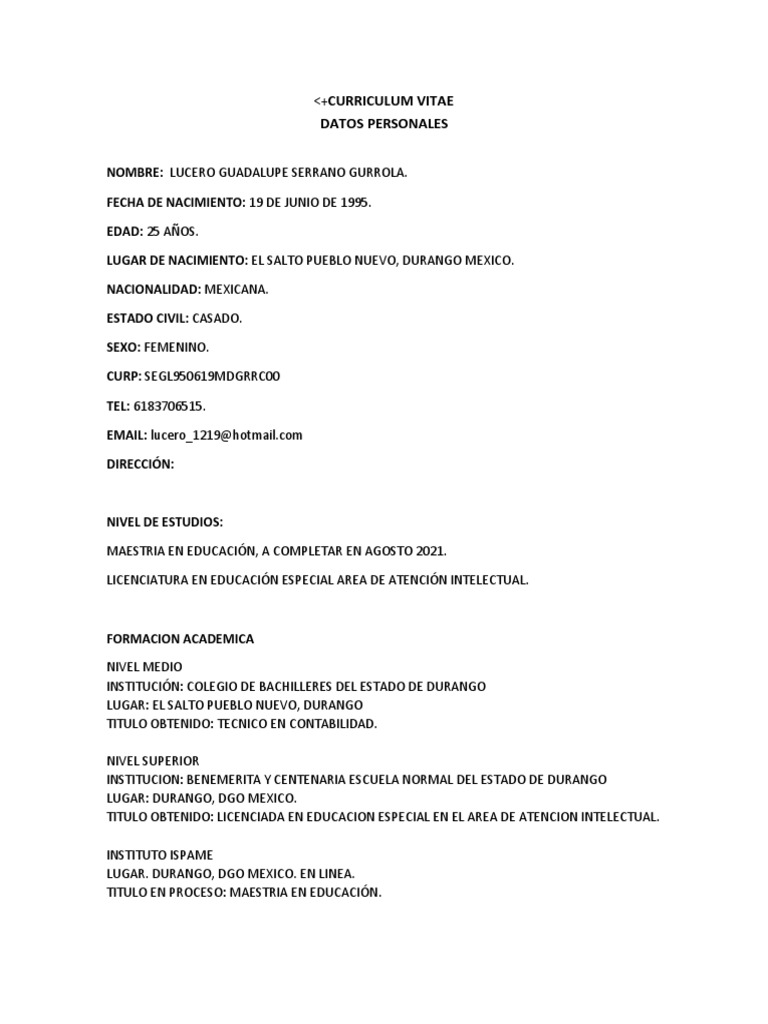 Curriculum Vitae Lucero | PDF
