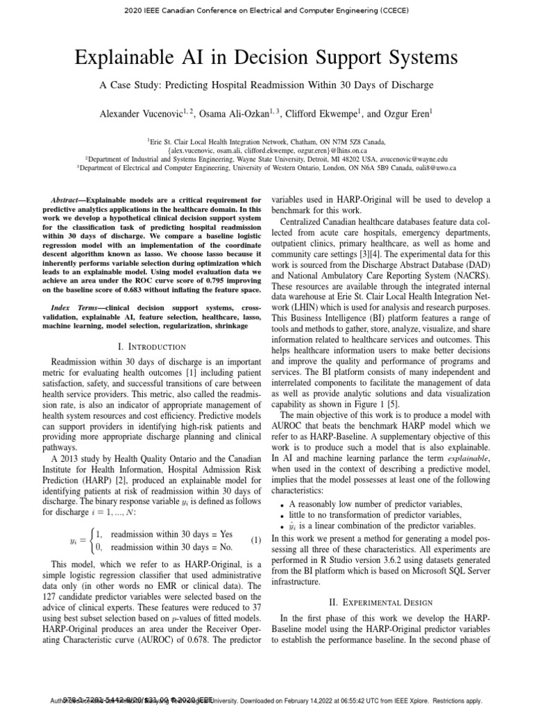 Explainable AI in Decision Support Systems A Case Study Predicting ...