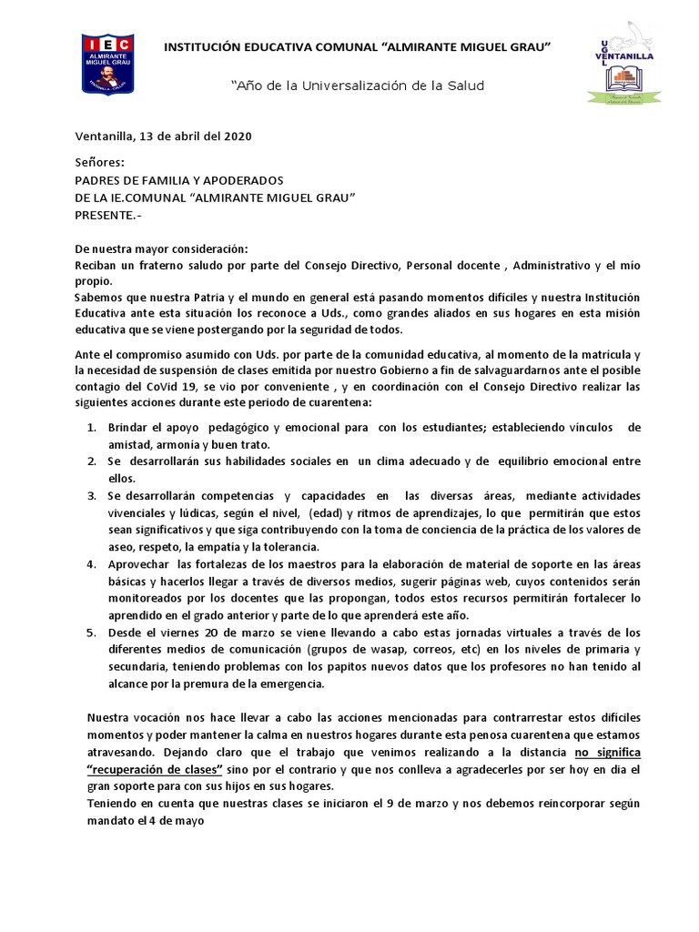 Comunicados Ppff-Recuperacion | PDF | Maestros | Las emociones