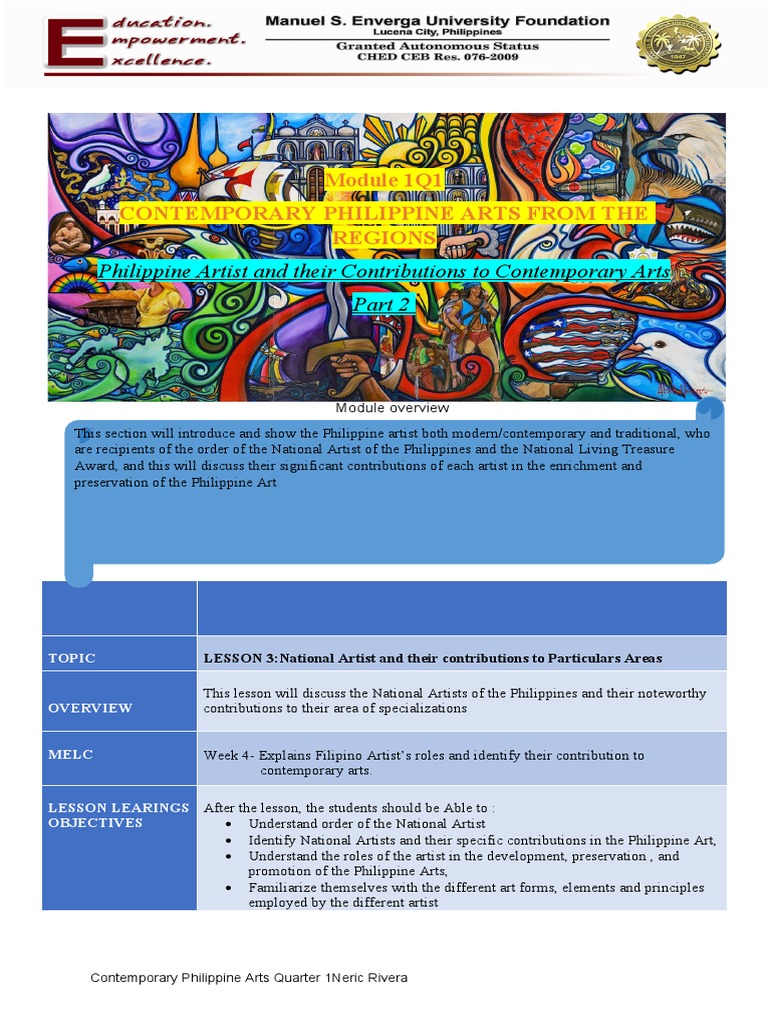 Module 1 - Lesson 3 - Contemporary Arts | PDF | Dances | Philippines