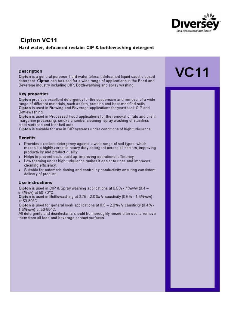 Cipton VC11- Giới Thiệu | PDF | Detergent | Water