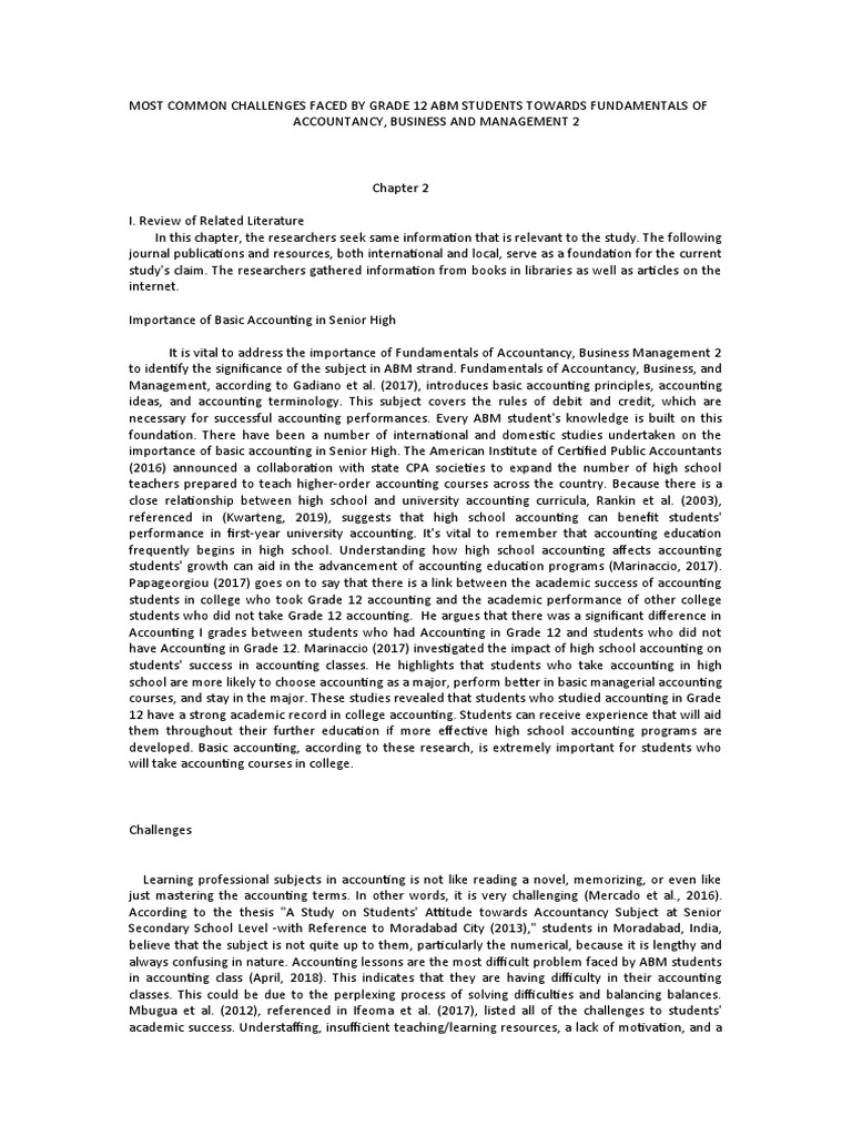 Challenges Faced by Grade 12 ABM Students | PDF | Learning Styles ...