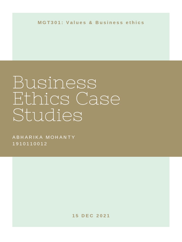 Business Ethics Case Studies | PDF | Value (Ethics) | Behavior