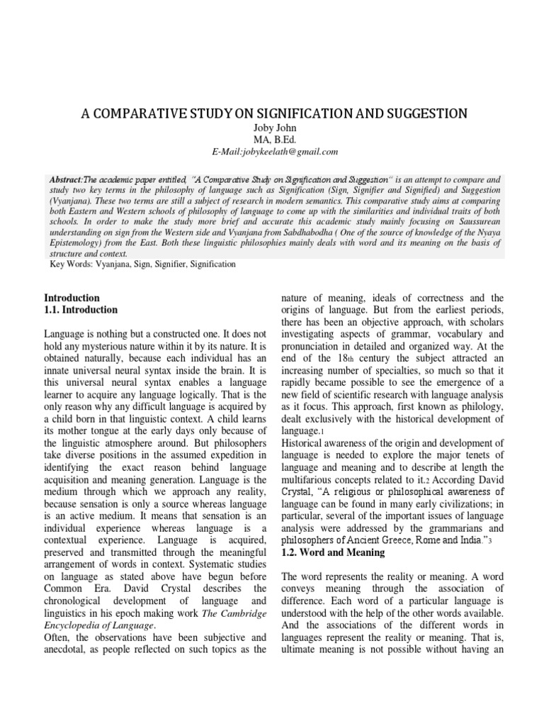 A Comparative Study On Signification and Suggestion | PDF | Semantics ... A Comparative Study On Signification and Suggestion | PDF | Semantics ...