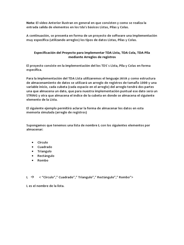 Implementación de TDA en Java: Listas, Pilas y Colas | PDF | Ingeniería Informática | Ingeniería ...