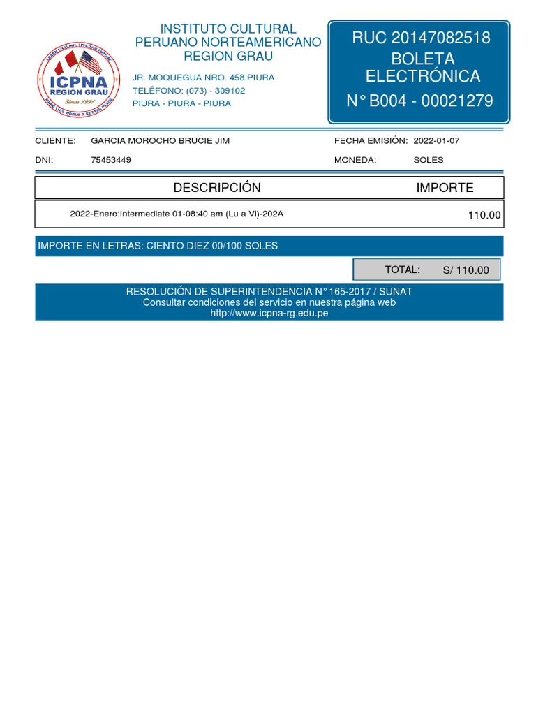 Boleta Intermedio 1 | PDF | Finanzas y dinero