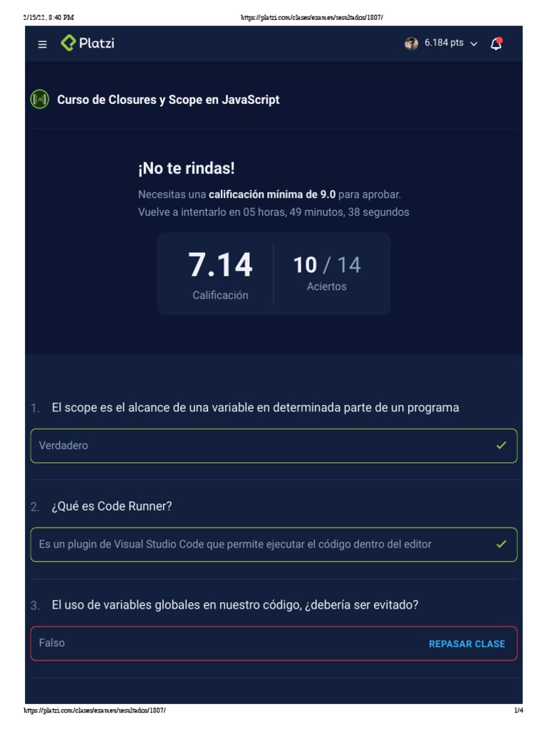 Resultados Scope Platzi | PDF | Script Java | Ingeniería Informática