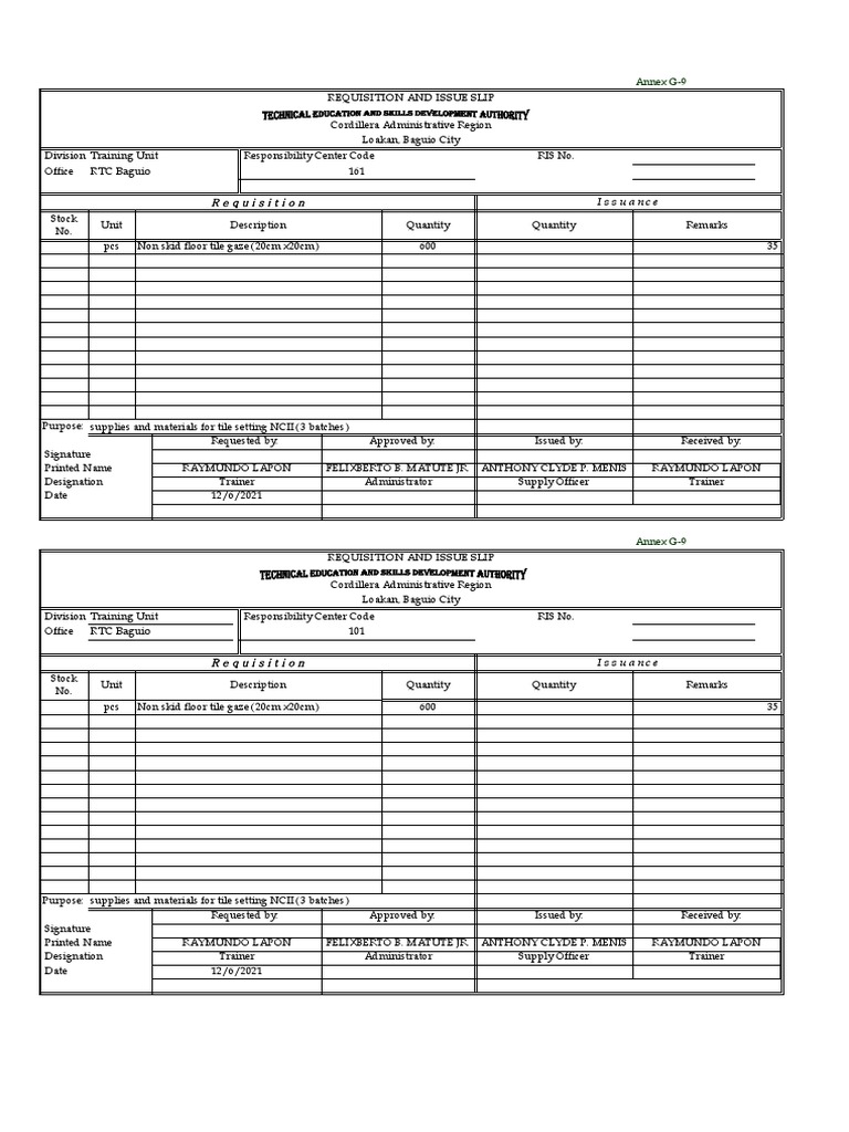 Requisition and Issue Slip | PDF | Floors | Pedestrian Infrastructure