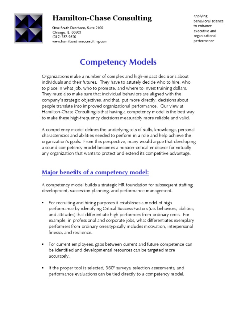 Competency Models: Hamilton-Chase Consulting | PDF | Competence (Human ...