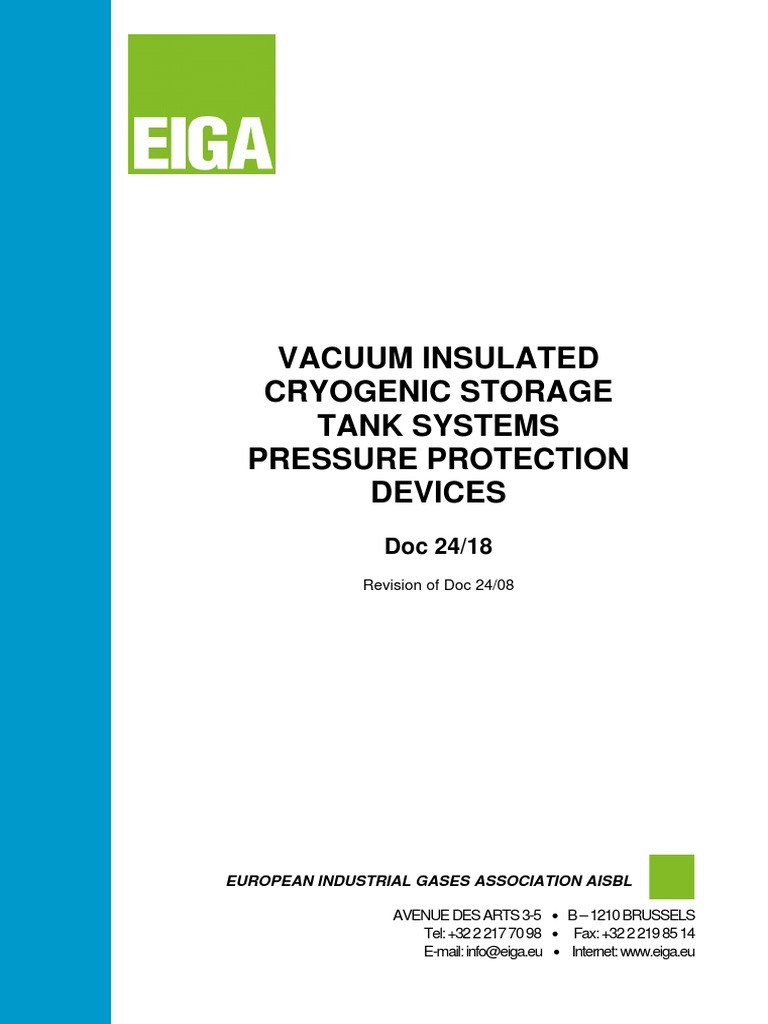 EIGA 24 VACUUM INSULATED Cryogenic Storage Tank Systems Overpressure ...