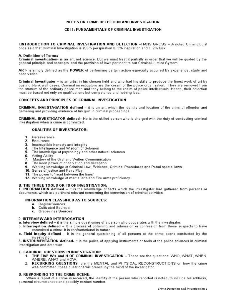 Crime Detection and Investigation Review Materials | PDF | Traffic ...