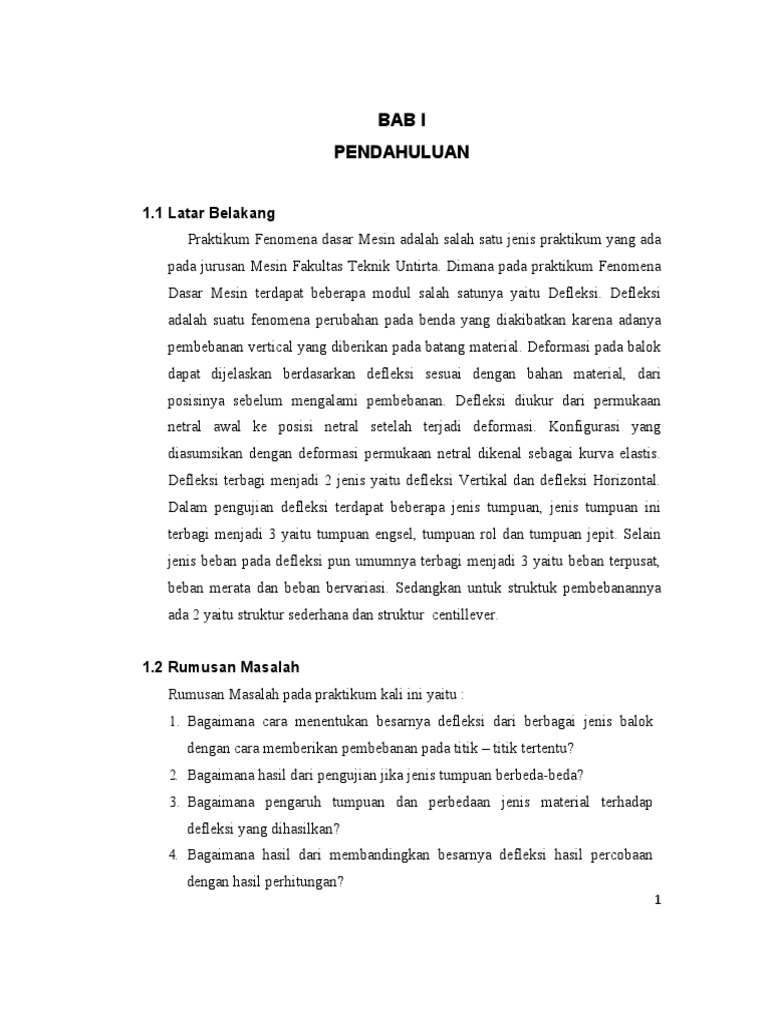 Bab 1 Defleksi FIXX | PDF