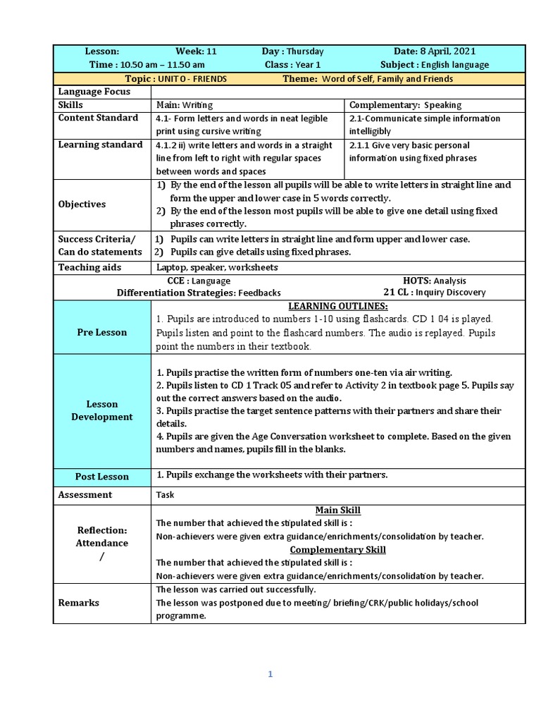 Lesson Plan 08.04.2021 | PDF | Lesson Plan | Teachers