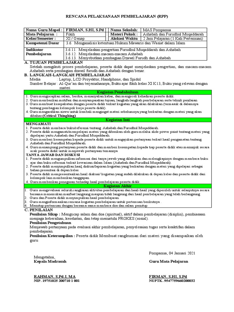 Kelas XI Genap - Furudhul Muqaddarah Dan Ashabah | PDF