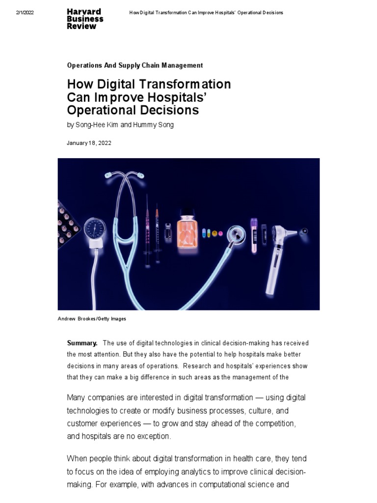 How Digital Transformation Can Improve Hospitals' Operational Decisions ...
