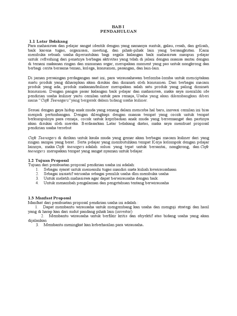 Contoh Proposal Usaha Cafe | PDF