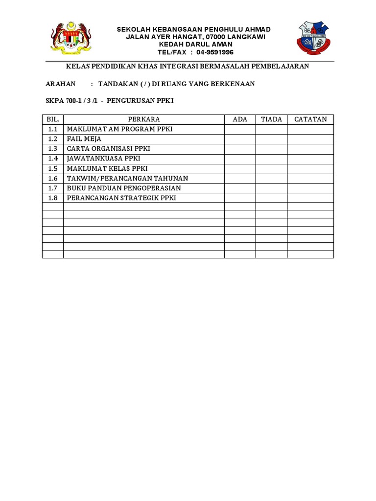 Senarai Semak Fail Ppki | PDF