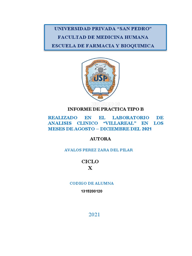 Informe de Practica Tipo B Usp | PDF | Laboratorios | Calidad (comercial)