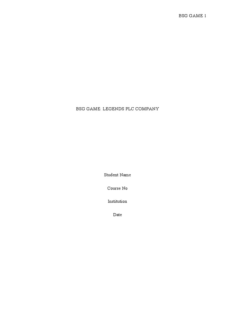BSG Game | PDF | Marketing | Strategic Management