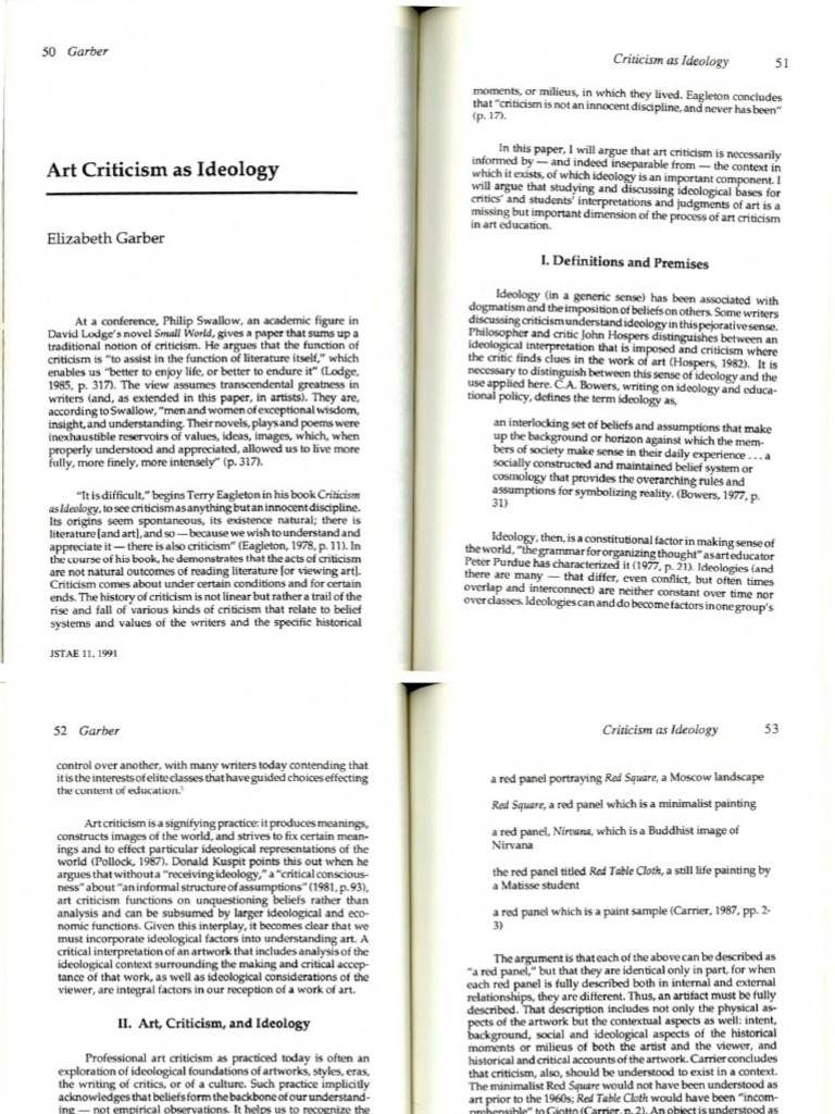 Art Criticism As Ideology | PDF | Aesthetics | Philosophical Movements