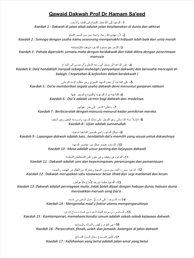 Dokumen - Tips - Qawaid Dakwah Prof DR Hamam Saeed | PDF
