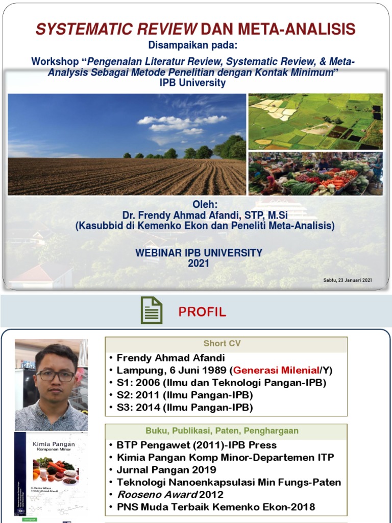 Systematic Review Dan Meta-analisis-Workshop 230121-Utk Bahan Bacaan | PDF
