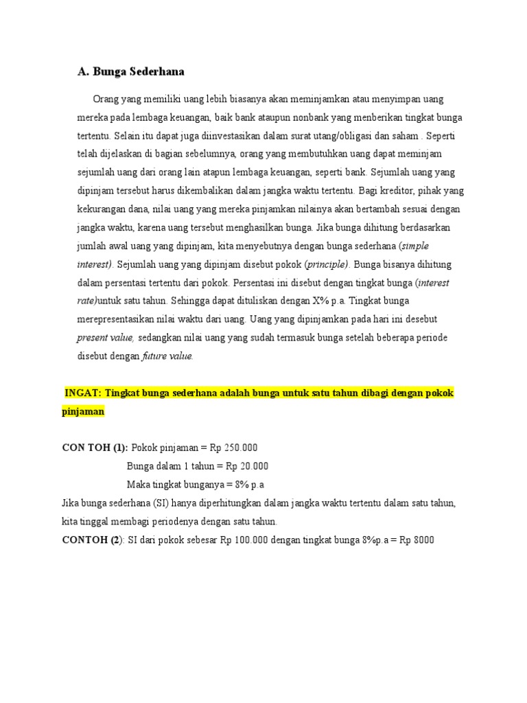 Bunga Sederhana Dan Bunga Majemuk Pertemuan 5 | PDF