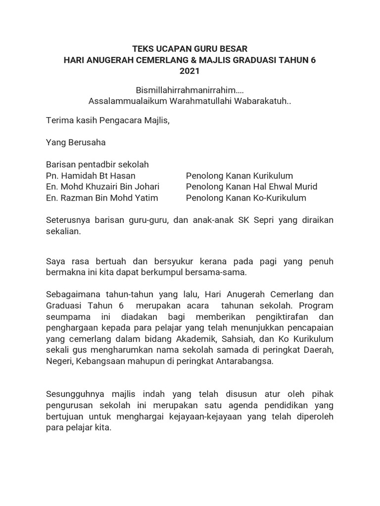 Teks Ucapan Guru Besar | PDF