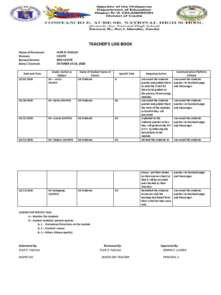 TEACHERs Log Book | PDF | Learning | Communication