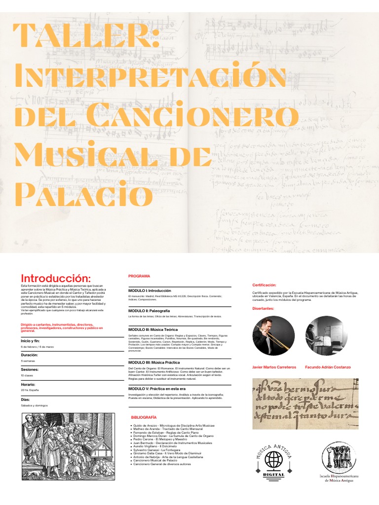 Taller Interpretación Del Cancionero Musical de Palacio | PDF ...