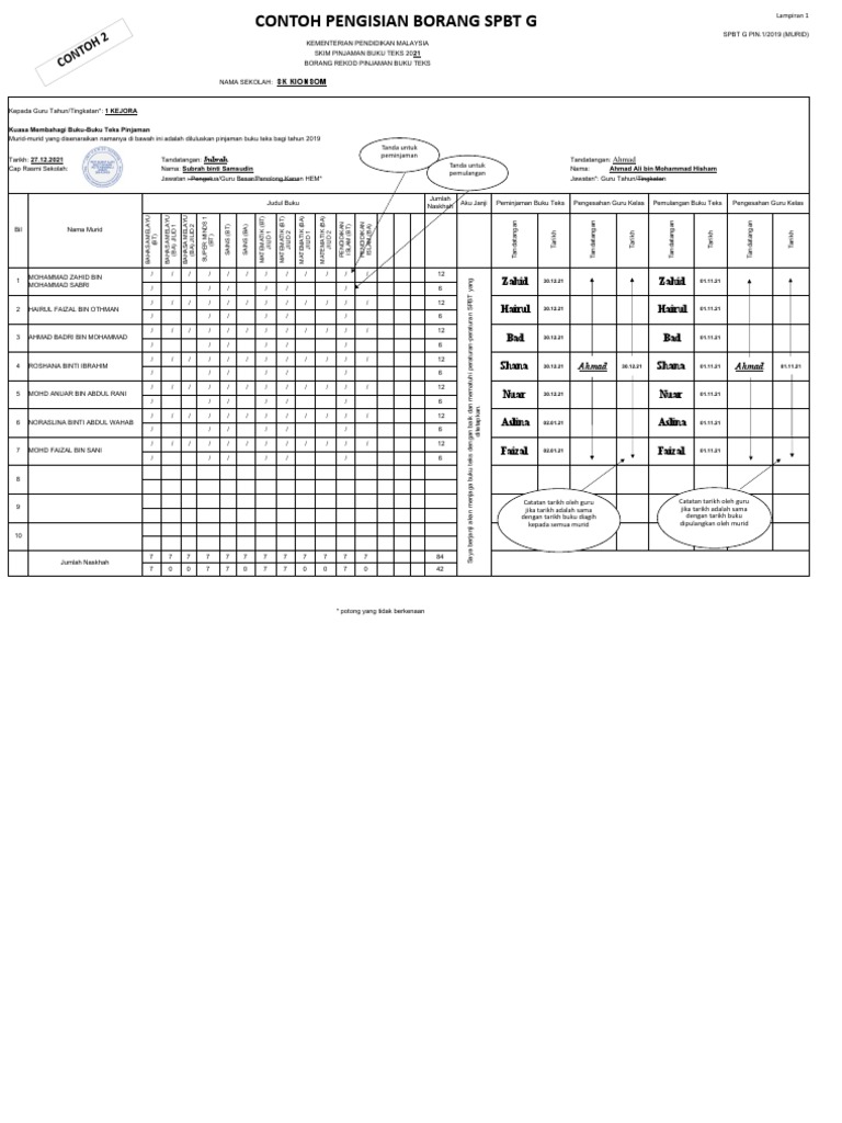 BORANG SPBT G Pin 2019 | PDF