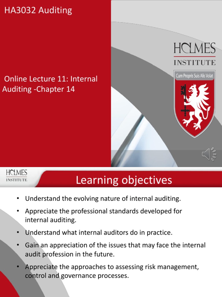 HA3032 Auditing: Online Lecture 11: Internal Auditing - Chapter 14 ...