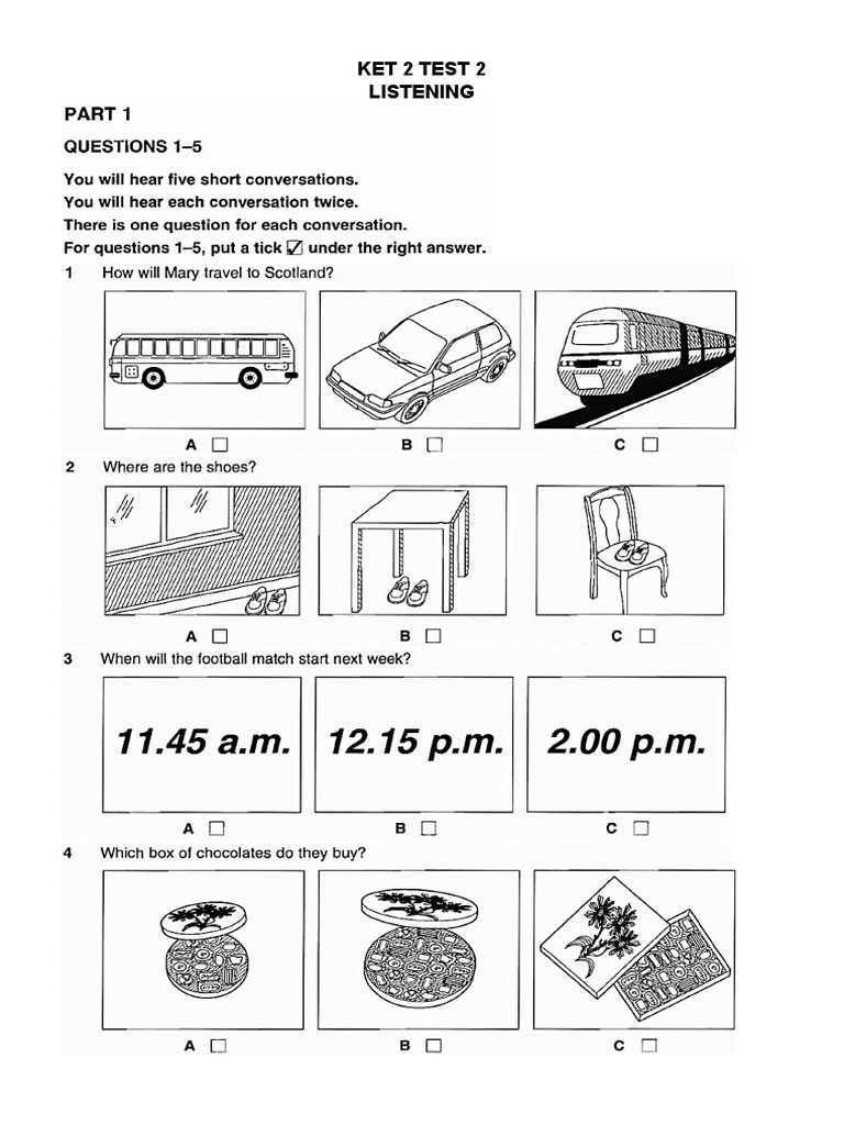 KET 2 Test 2 Listening Guide | PDF