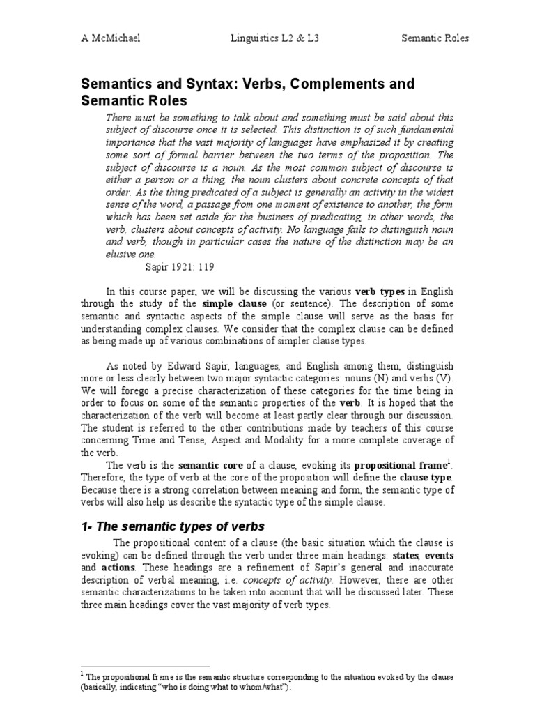 Semantic Roles 2 | PDF | Subject (Grammar) | Clause