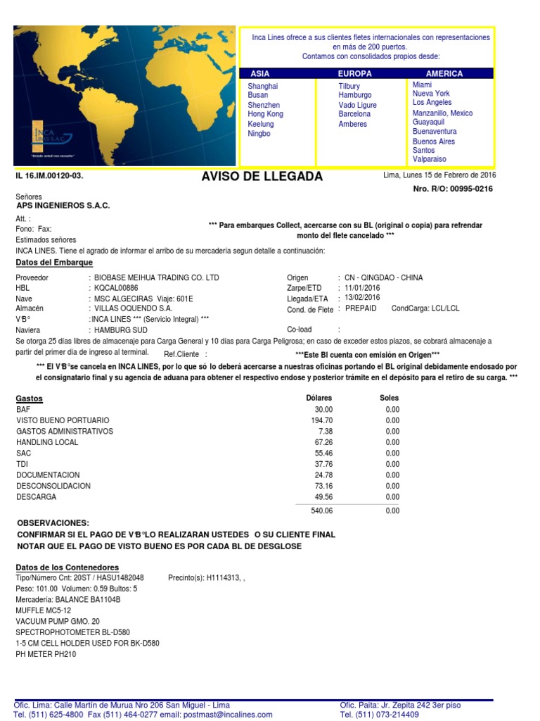 Modelo de Aviso de Llegada | PDF | Comercio