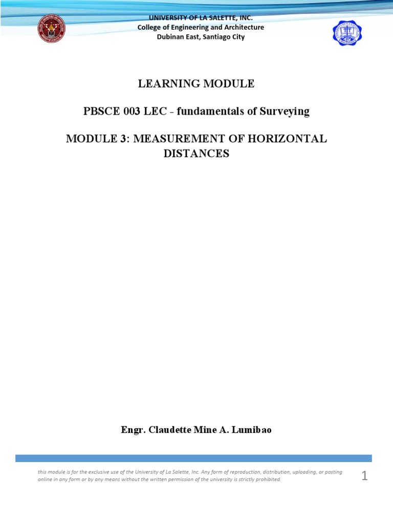 Module 3 (Measurement of Horizontal Distances) | PDF | Measurement ...