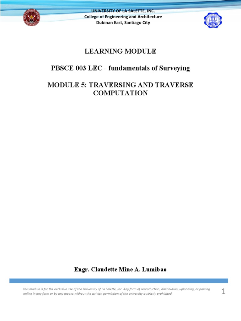 Traversing and Traverse Computation Guide | PDF | Surveying | Angle