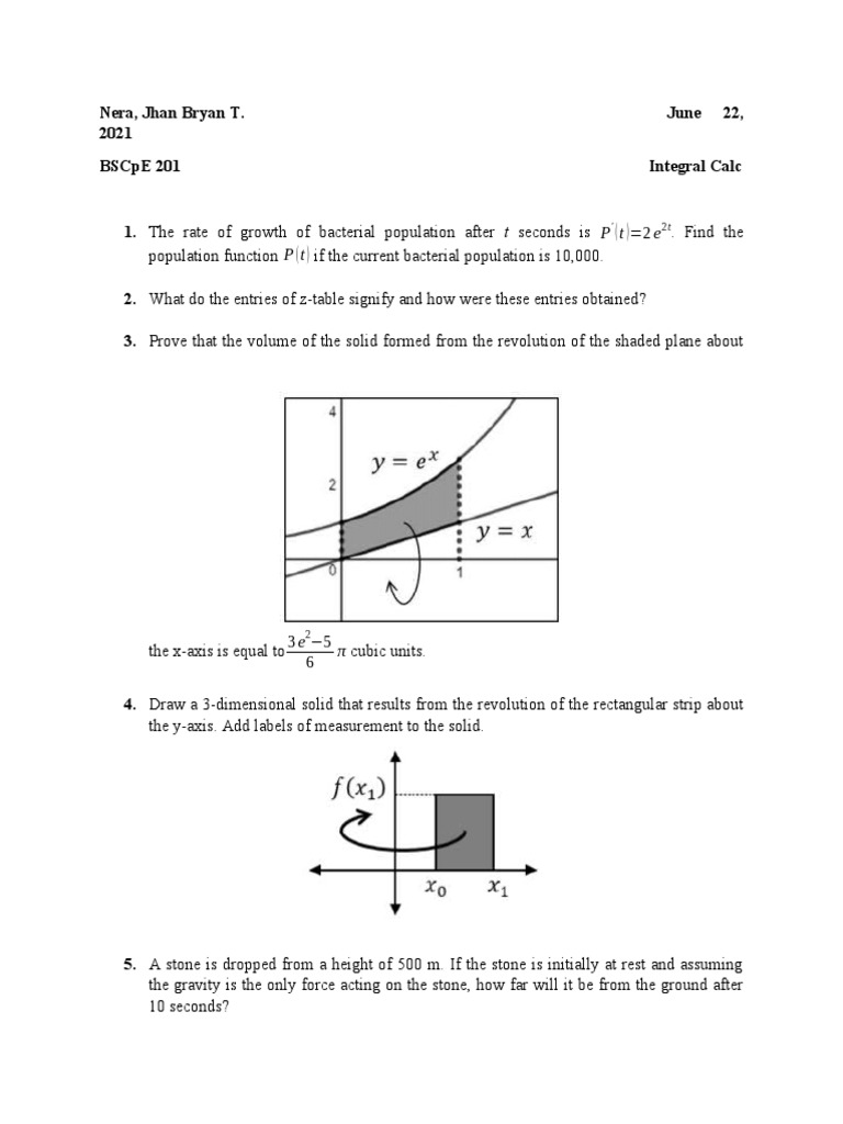 Integral Calculus Performance Task | PDF | Geometry | Mathematical Objects