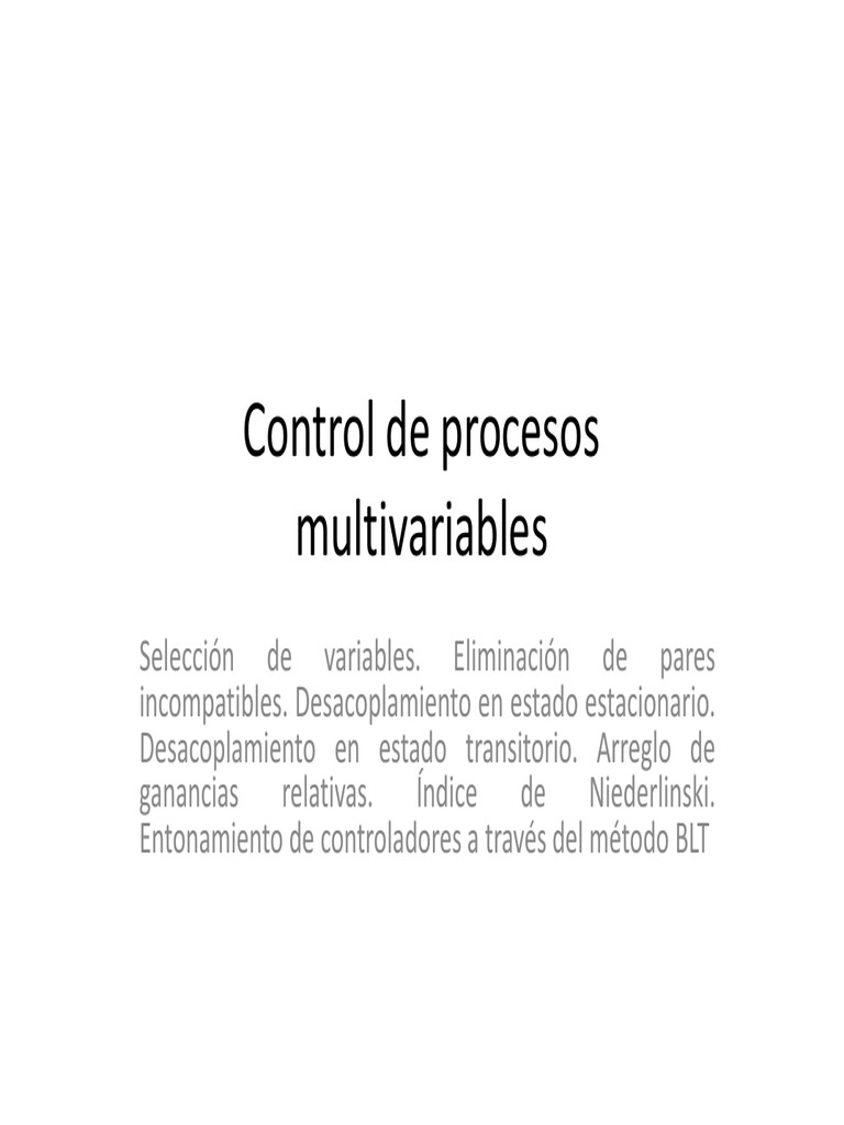 1-Control de Procesos Multivariables | PDF | Física Aplicada e ...