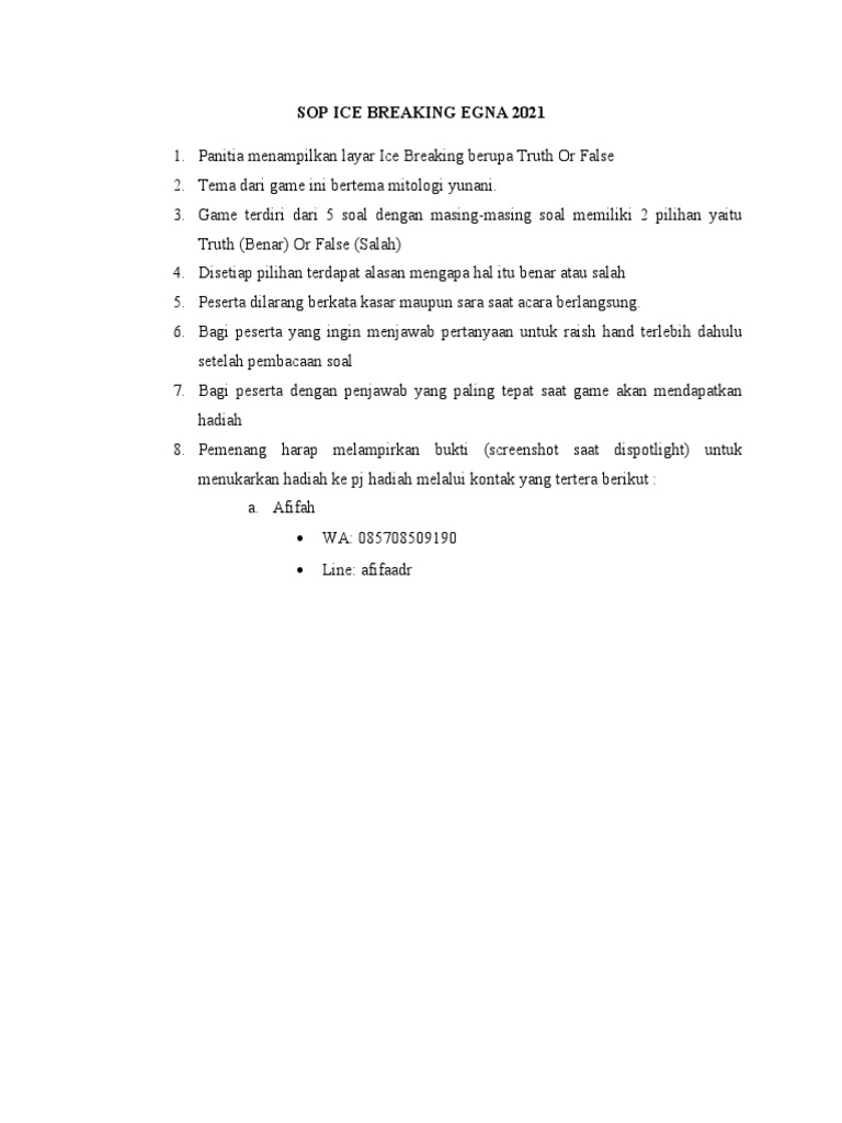 Sop Ice Breaking Egna 2021 | PDF