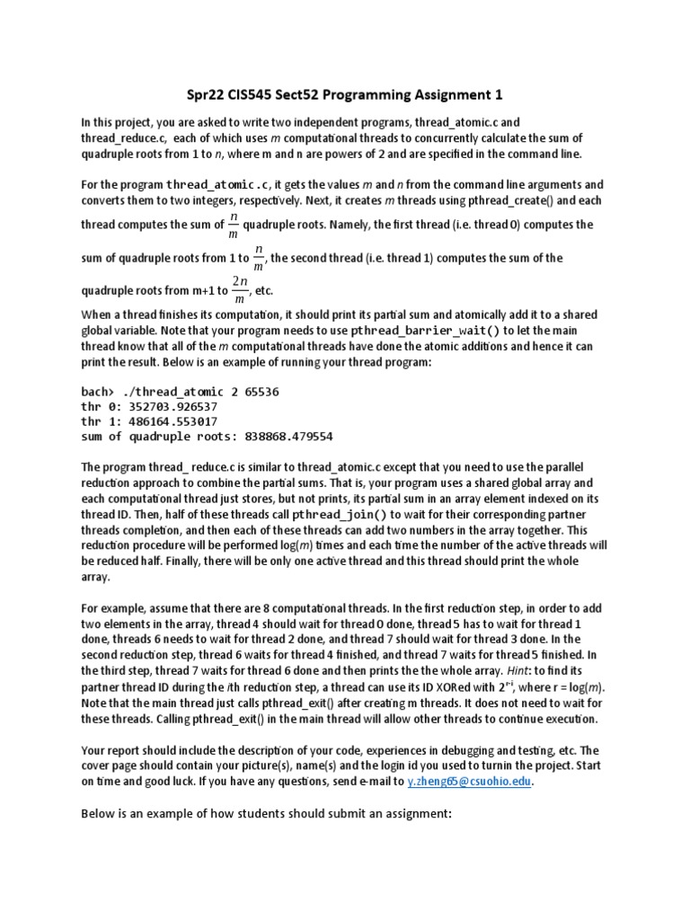 Spr22 CIS545 Sect52 Programming Assignment 1: N M N M M | PDF | Thread (Computing) | Parameter ...