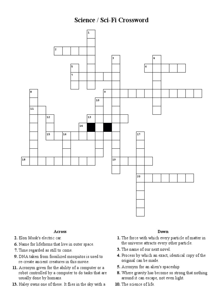 Science / Sci-Fi Crossword: The Universe Attracts Every Other Particle ...