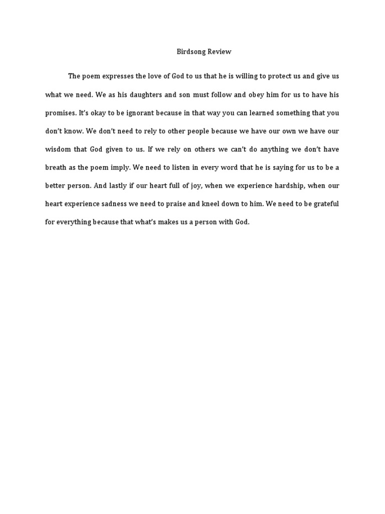 Birdsong John Vee Dacillo BSCE 3C | PDF