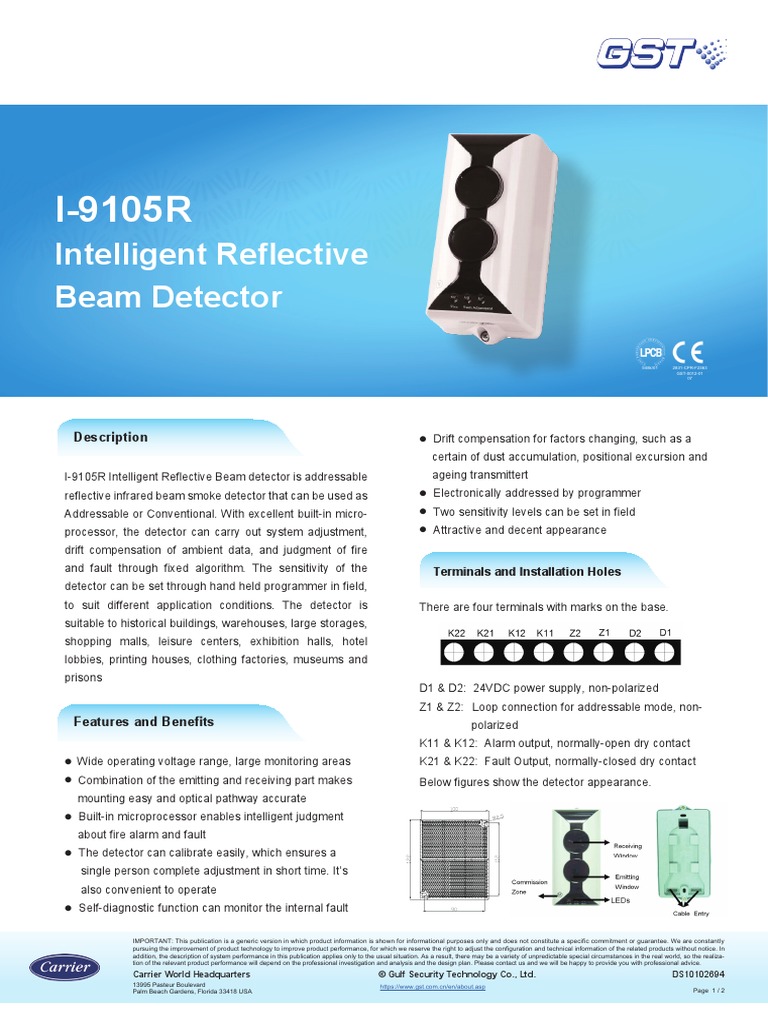 BEAM DETECTOR I-9105R - DS10102694 Datasheet | PDF | Sensor ...