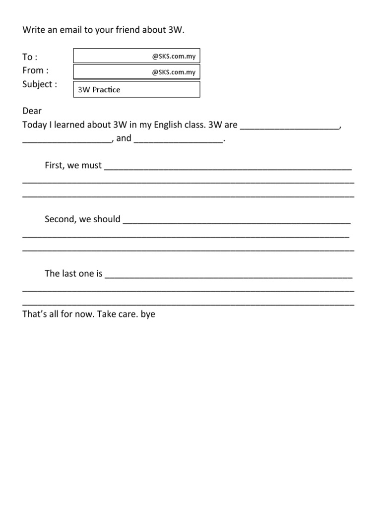 Write An Email To Your Friend About 3W | PDF