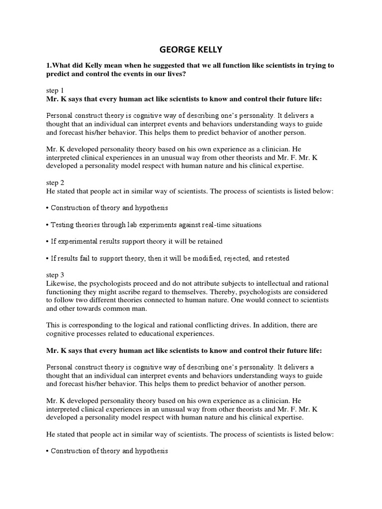 George Kelly - Personal Construct Theory | PDF | Psychology | Theory