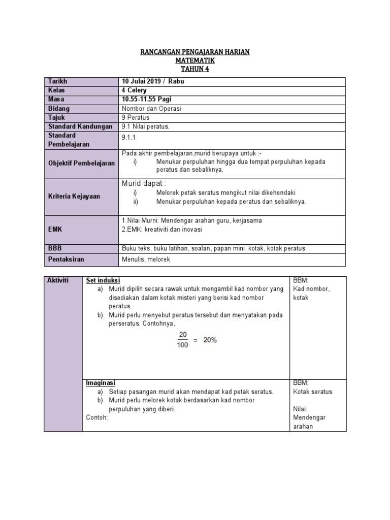 RPH Math Peratus Day 1 | PDF