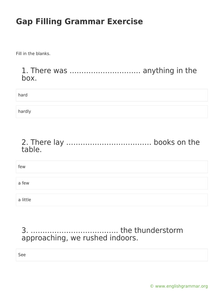 Gap Filling Grammar Exercise | PDF