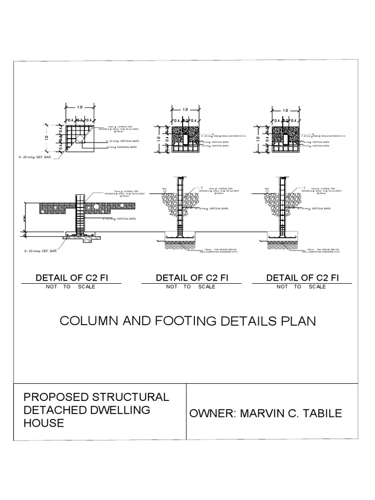 Column and Footing Details Plan | PDF