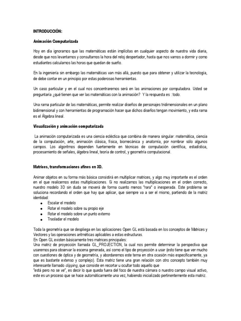 5 Transformacion Lineal (Animación Computarizada) | PDF | Matriz ...